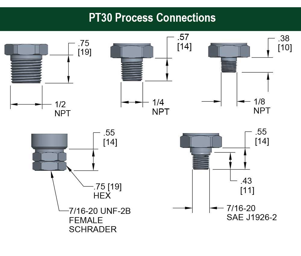 PT30 Series High Performance Fixed Range Dimensions